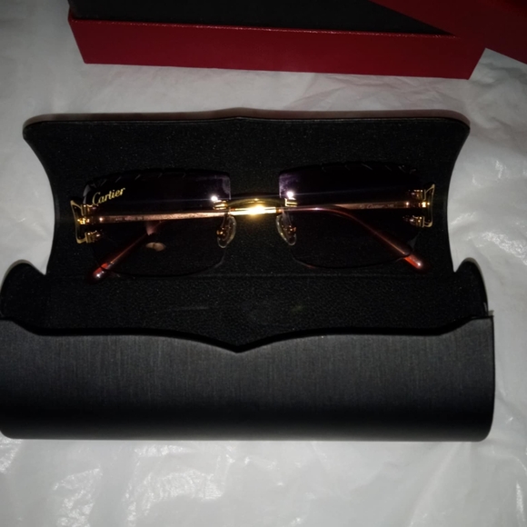 Cartier | Accessories | Cartier Wire Gold Sunglasses Diamond Cut Lenses ...